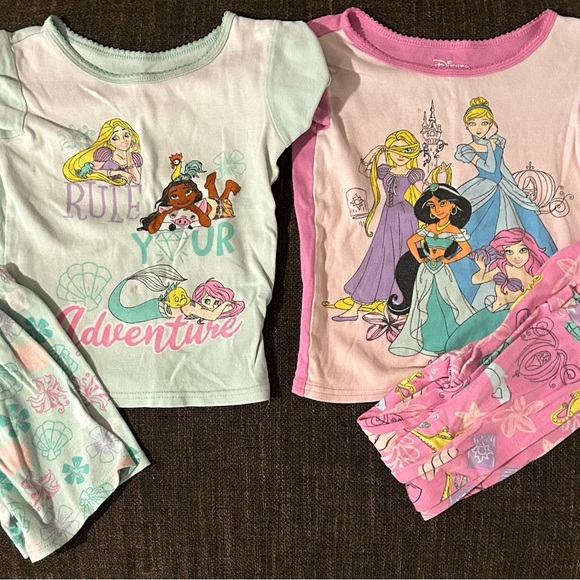 Disney | Pajamas | Disney Pink And Green Pajama Sets With Princess ...